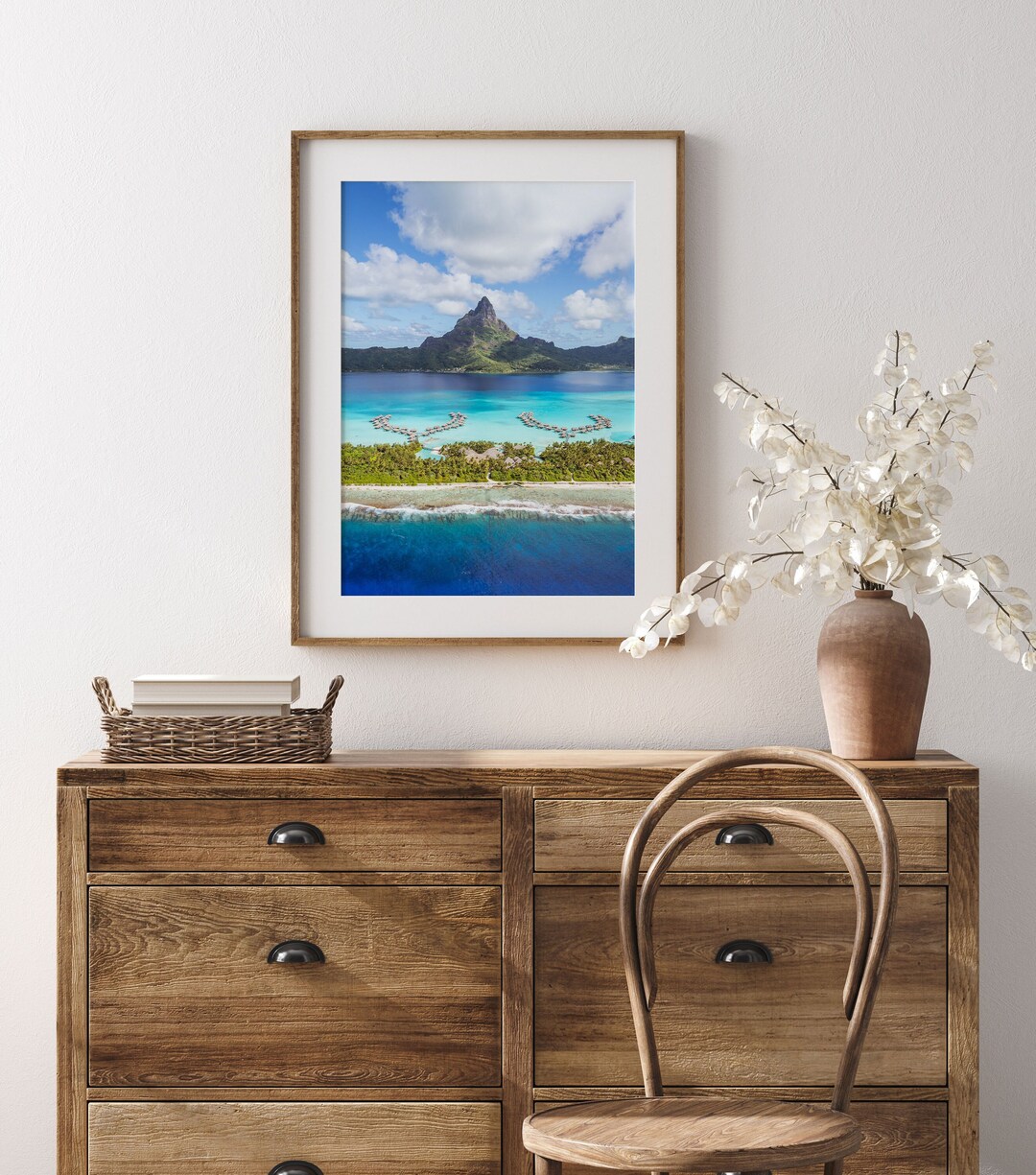 Bora Bora Print Polynesian Wall Art, Aerial of Tropical Island in the ...
