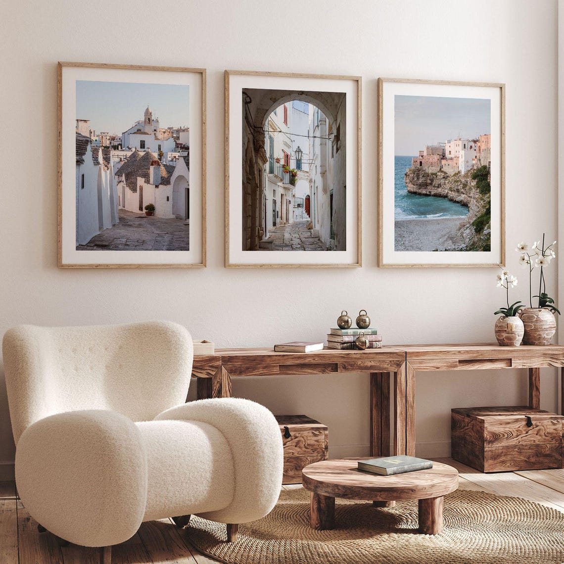 Puglia Italy Set of 3 Prints: Italian Chic Decor, Mediterranean Wall ...