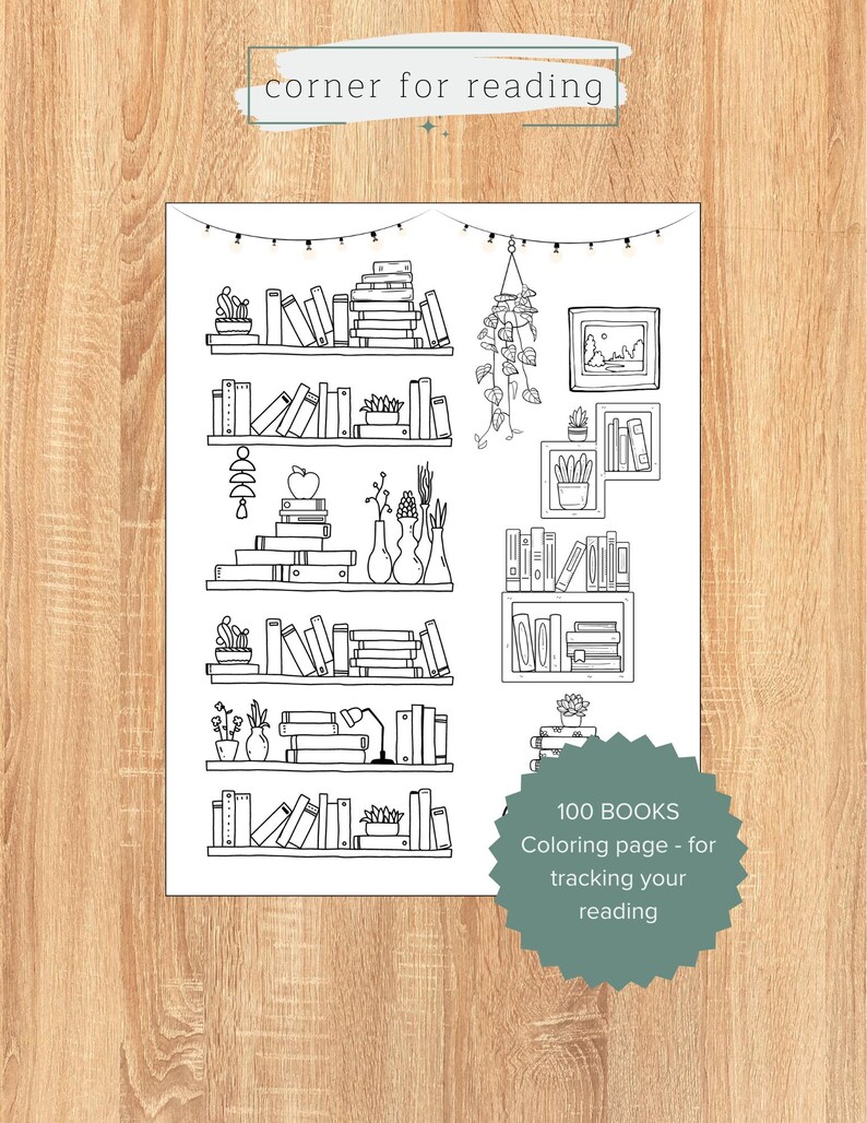 100 Books Coloring Page Tracker, Track Your Reading, Coloring Page ...