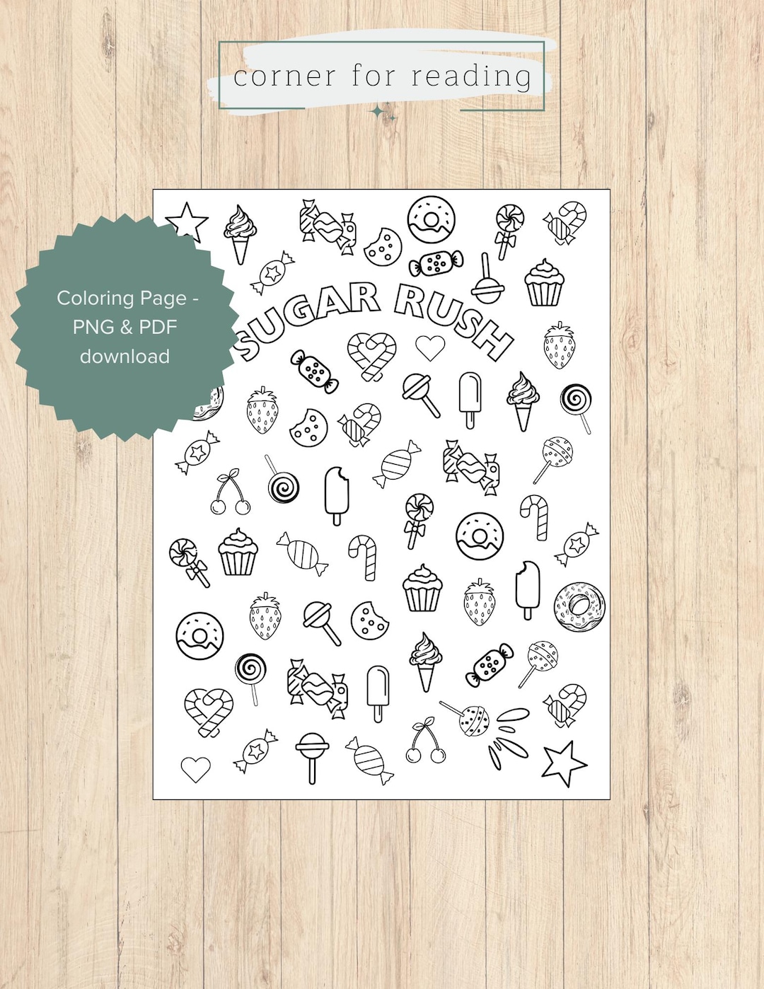 Sugar Rush Candy Coloring Page, Printable Sweet Treats (PDF & PNG) - Etsy