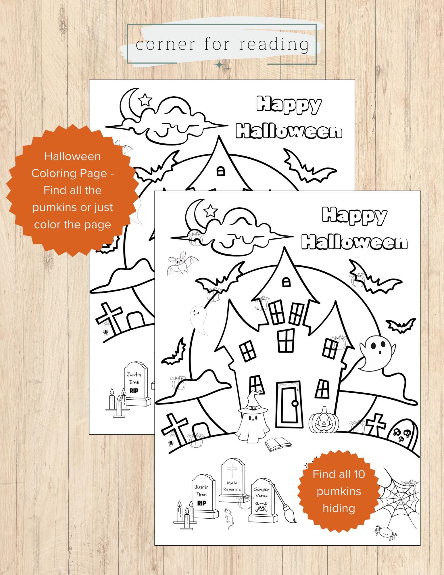Halloween Coloring Page, Find the Hiding Pumpkins - Etsy