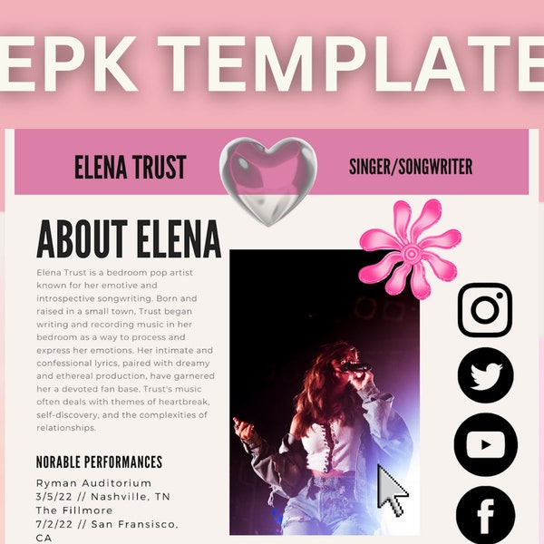 EPK Canva Template Bedroom Pop Artist Electronic Press Kit Template Media Kit Template Musician ...