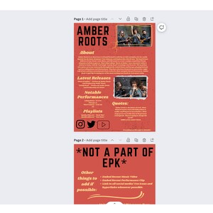 EPK Canva Template for Rock/alternative Artist | Electronic Press Kit Template | Music Press ...