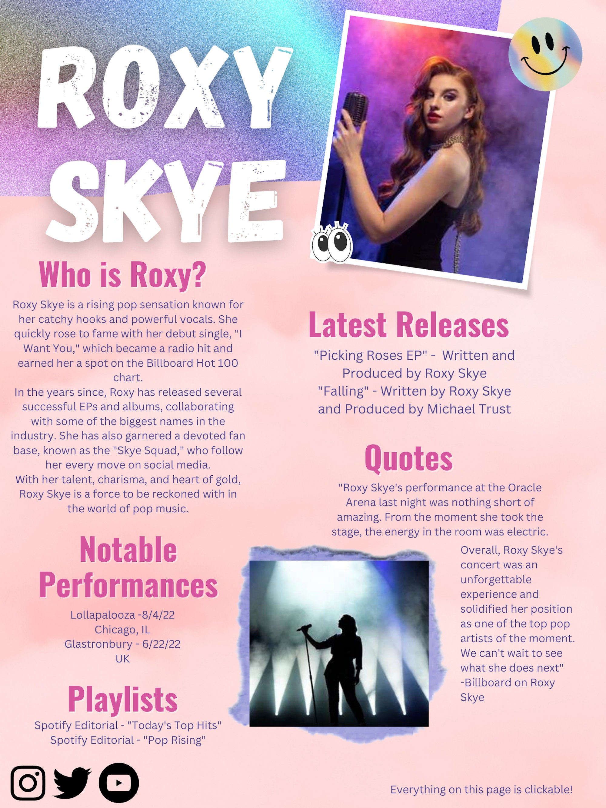 EPK Canva Template for Pop Artist | Music Press Release for Pop Singer ...