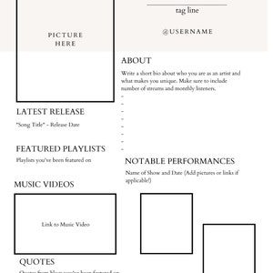 Music Artist Planner Kit for Independent Musicians With Release Day ...