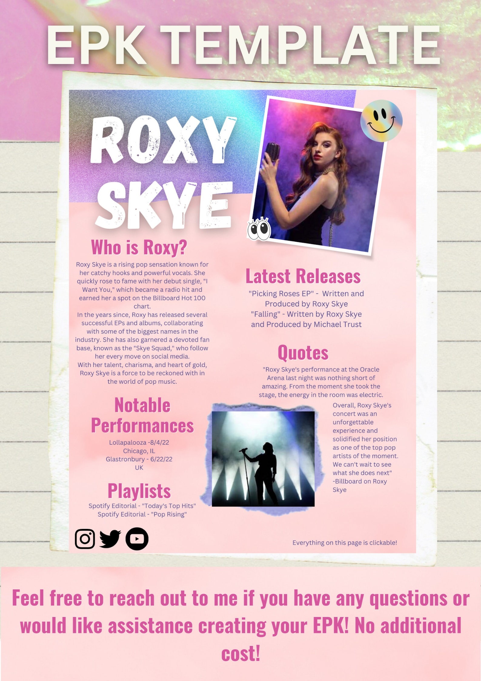 EPK Canva Template for Pop Artist | Music Press Release for Pop Singer ...