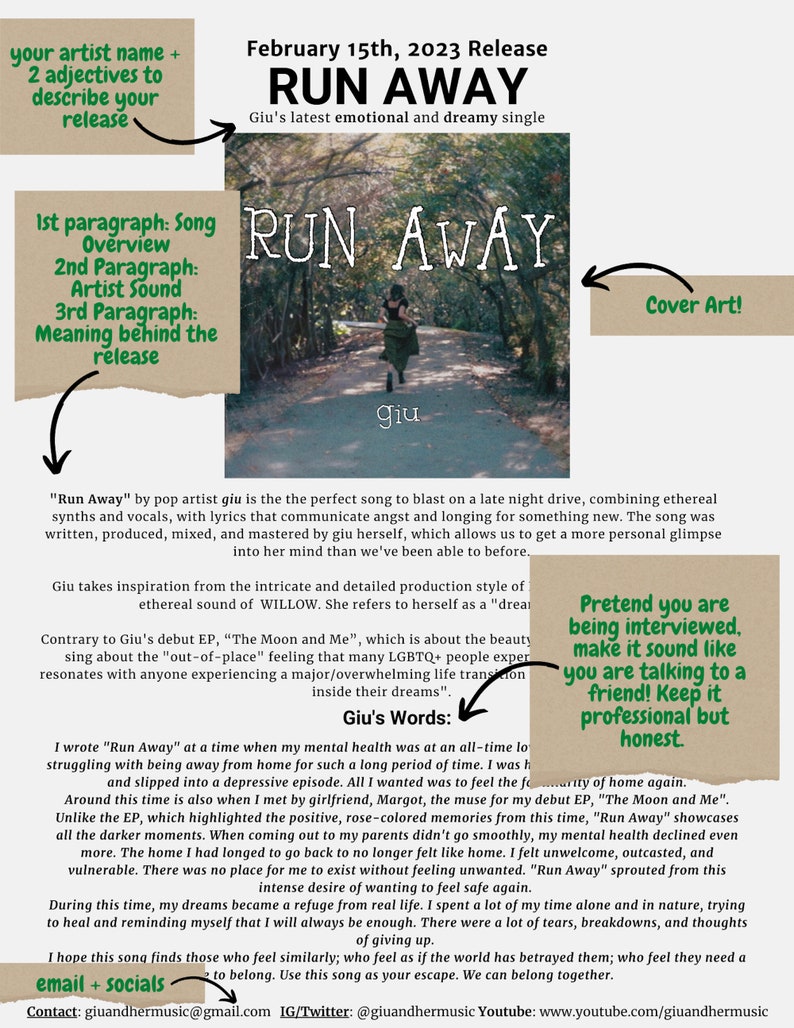 Music Press Release Canva Template | Electronic Press Release for ...