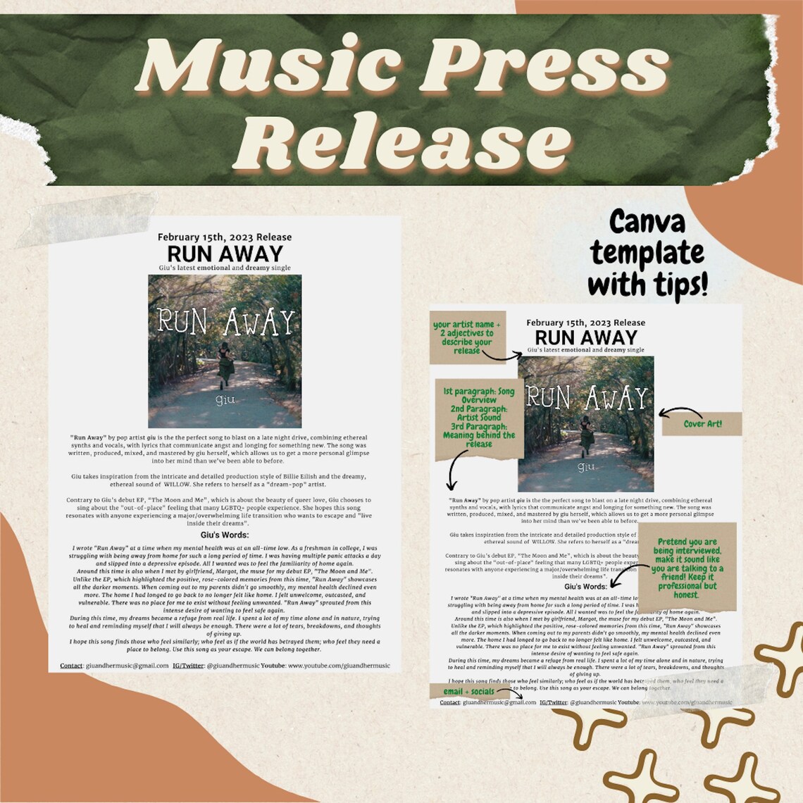 Music Press Release Canva Template | Electronic Press Release for ...
