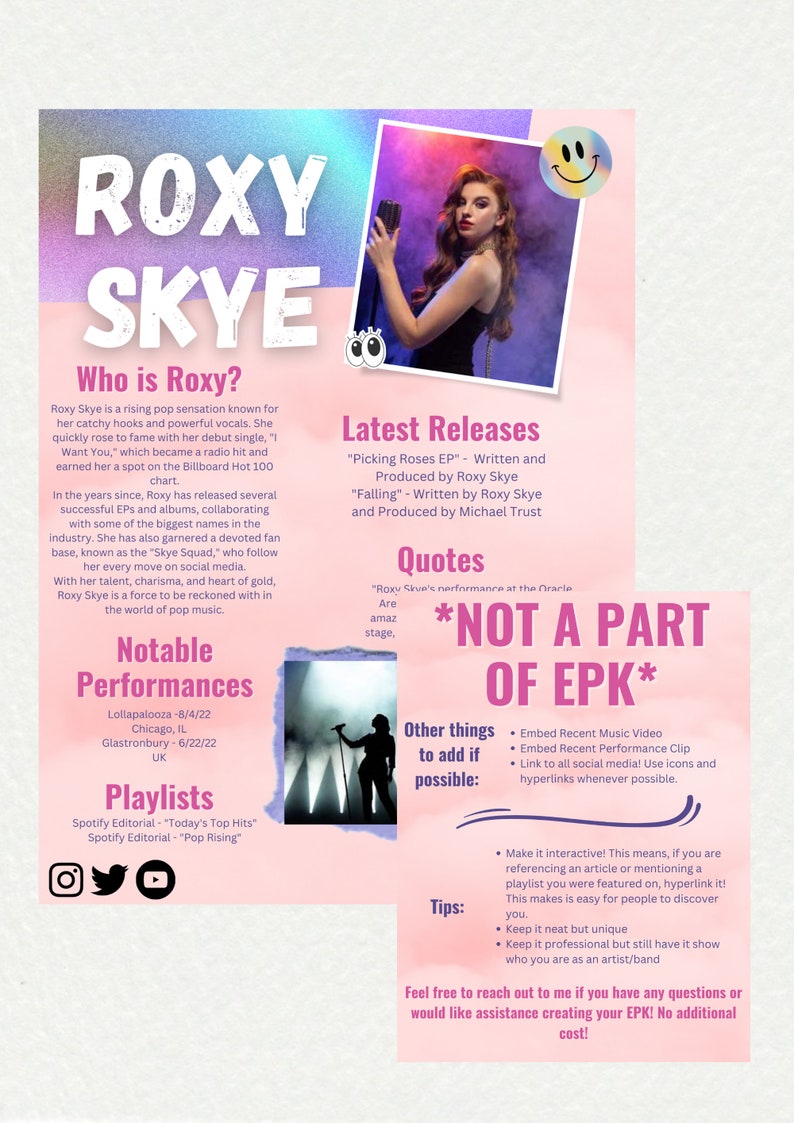 EPK Canva Template for Pop Artist | Music Press Release for Pop Singer ...