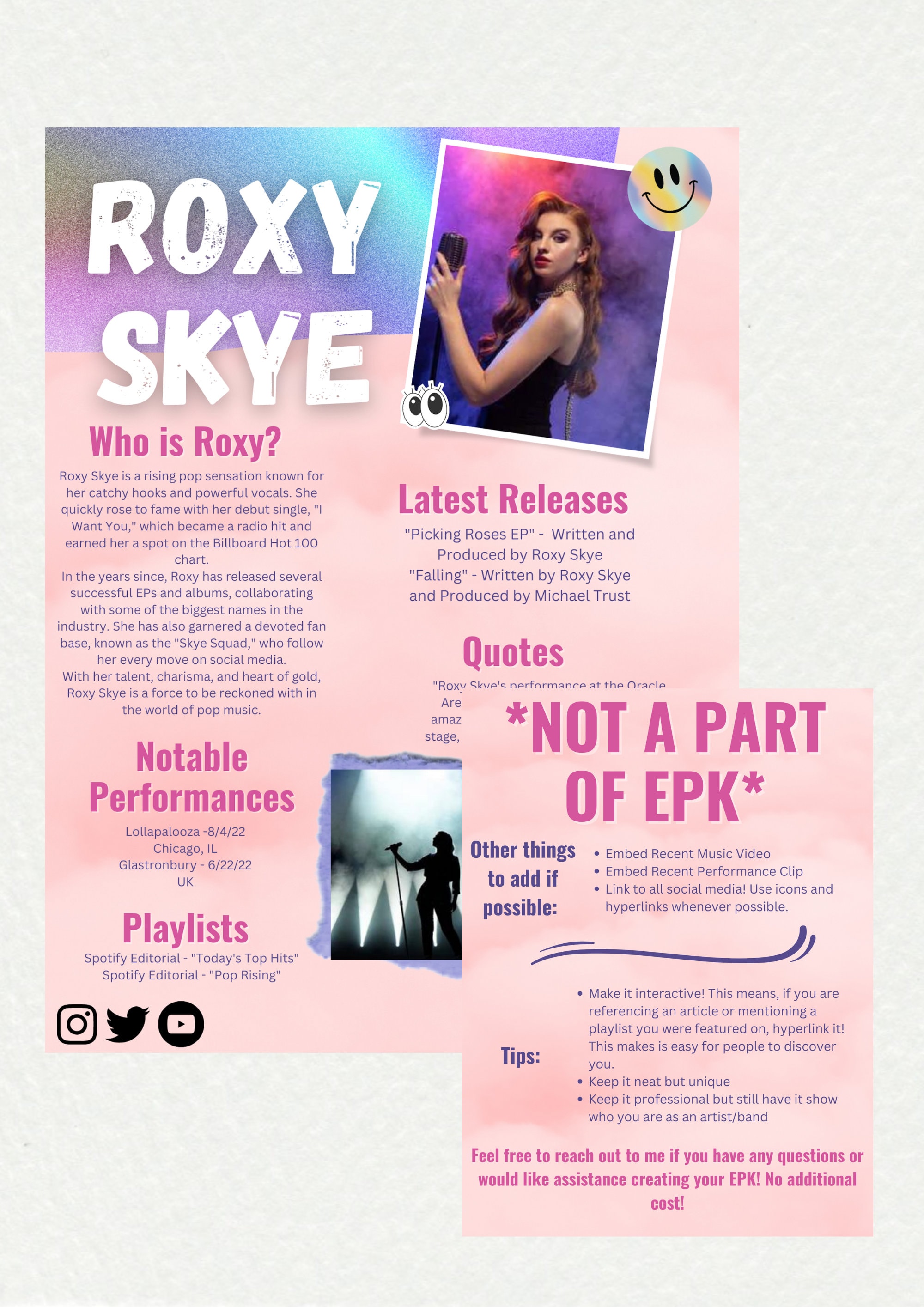 EPK Canva Template for Pop Artist | Music Press Release for Pop Singer ...