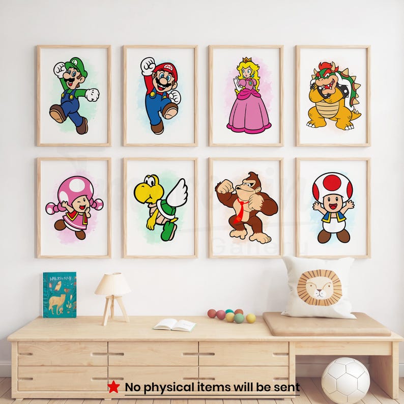 Make a Set - Super Mario and Friends Wall Art, Nursery Decor, Playroom ...