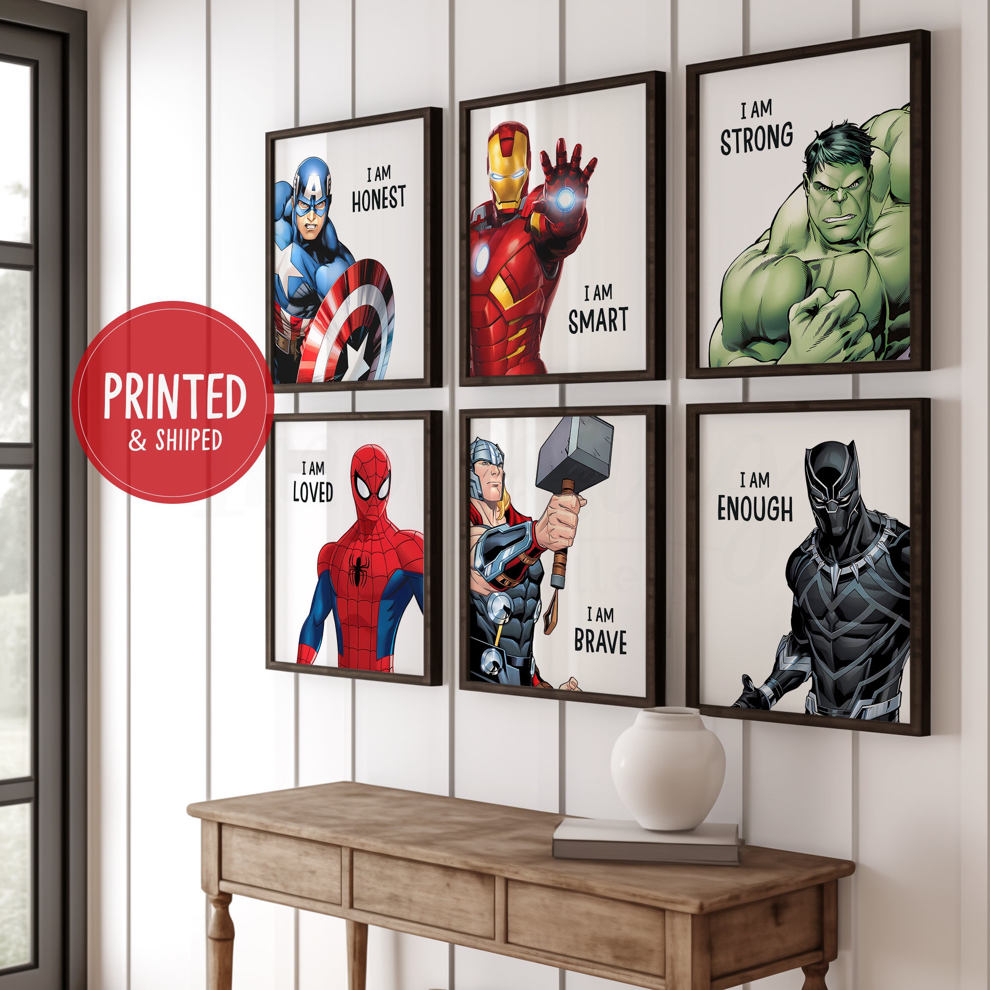 Superheroes 'I AM' Affirmations Posters, Set of 6 Prints, Avengers ...