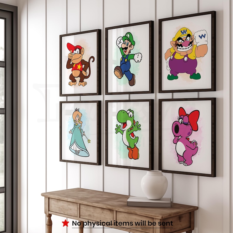 Make a Set - Super Mario and Friends Wall Art, Nursery Decor, Playroom ...
