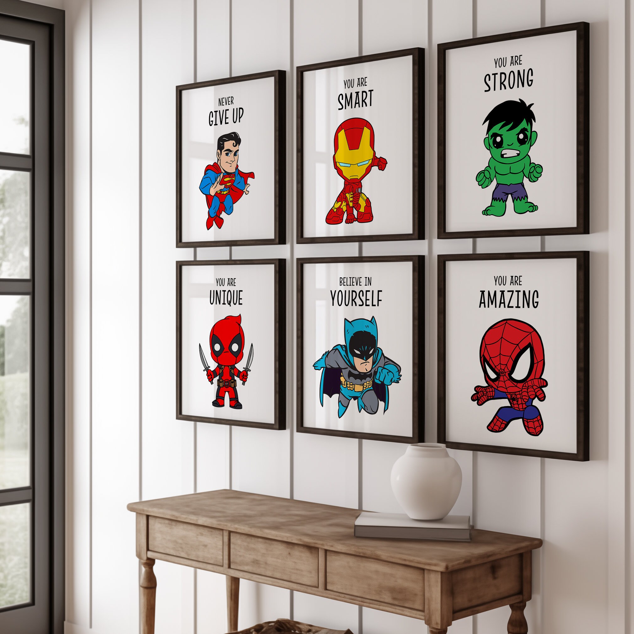 Superhero Affirmation Prints, Kids Bedroom Decor, Superheroes, Printed ...