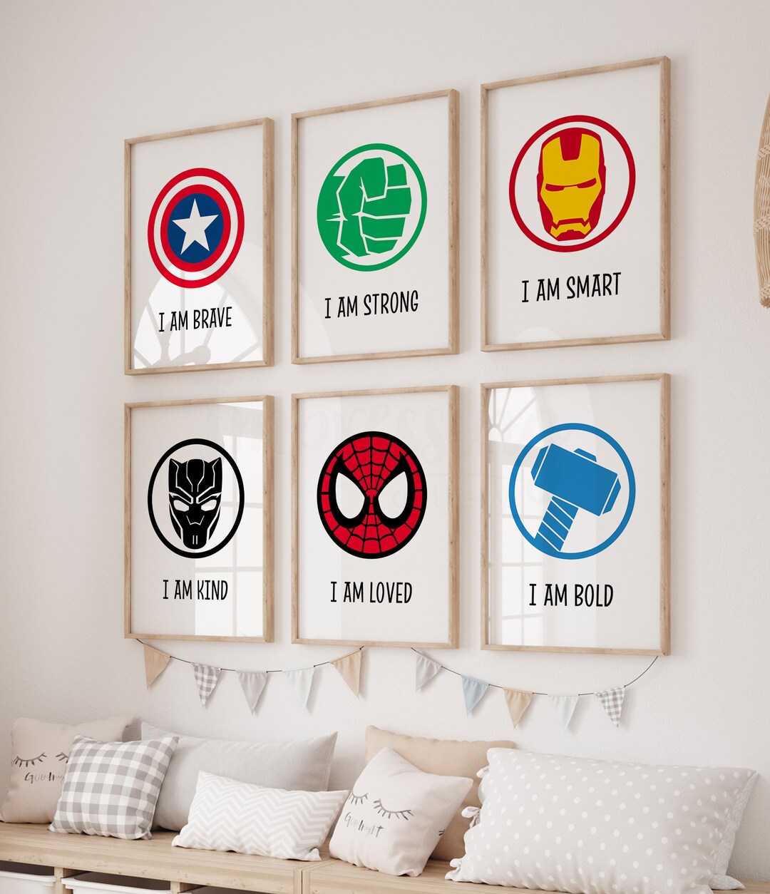 Avengers Superhero Set of 6 Positive Affirmations Print Boys Bedroom ...