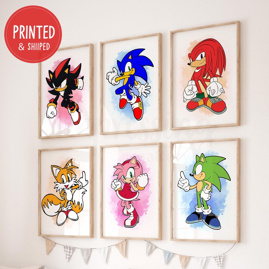 Sonic Hedgehog Prints, Set of 6, Watercolor Posters, Sonic Hedgehog ...