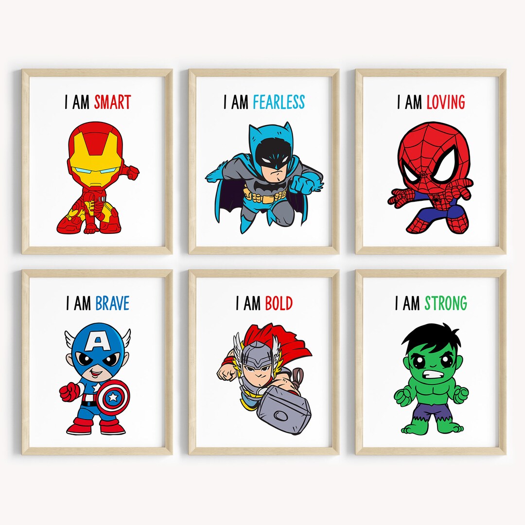Motivational Affirmations for Kids Set of 6, I Am Brave, I Am Strong ...