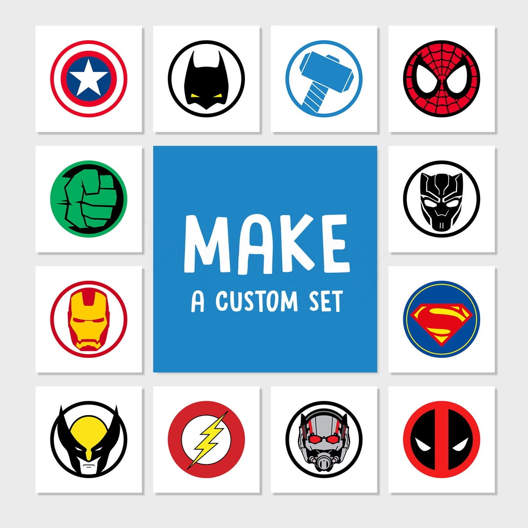 Make Custom Superhero Symbols Set, Boys Bedroom Decor, Superhero ...