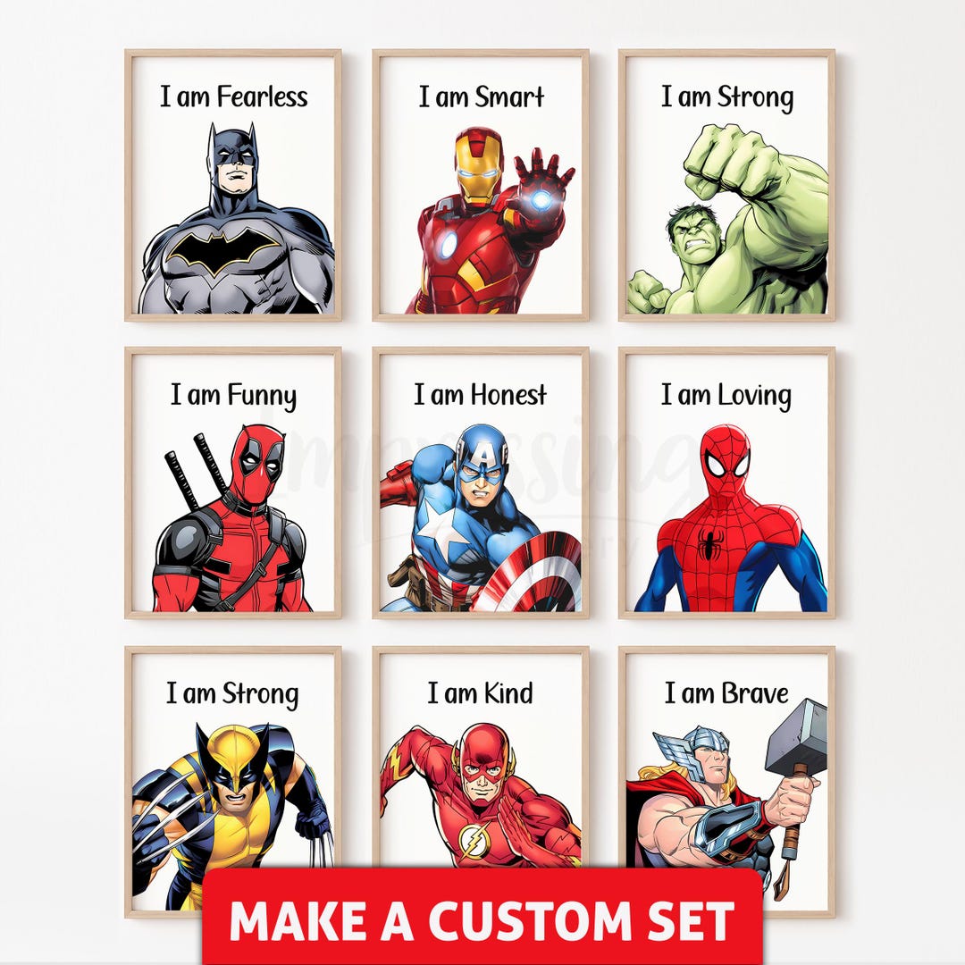 Make a Set - Superhero 'I AM' Affirmations Digital Posters, Avengers ...