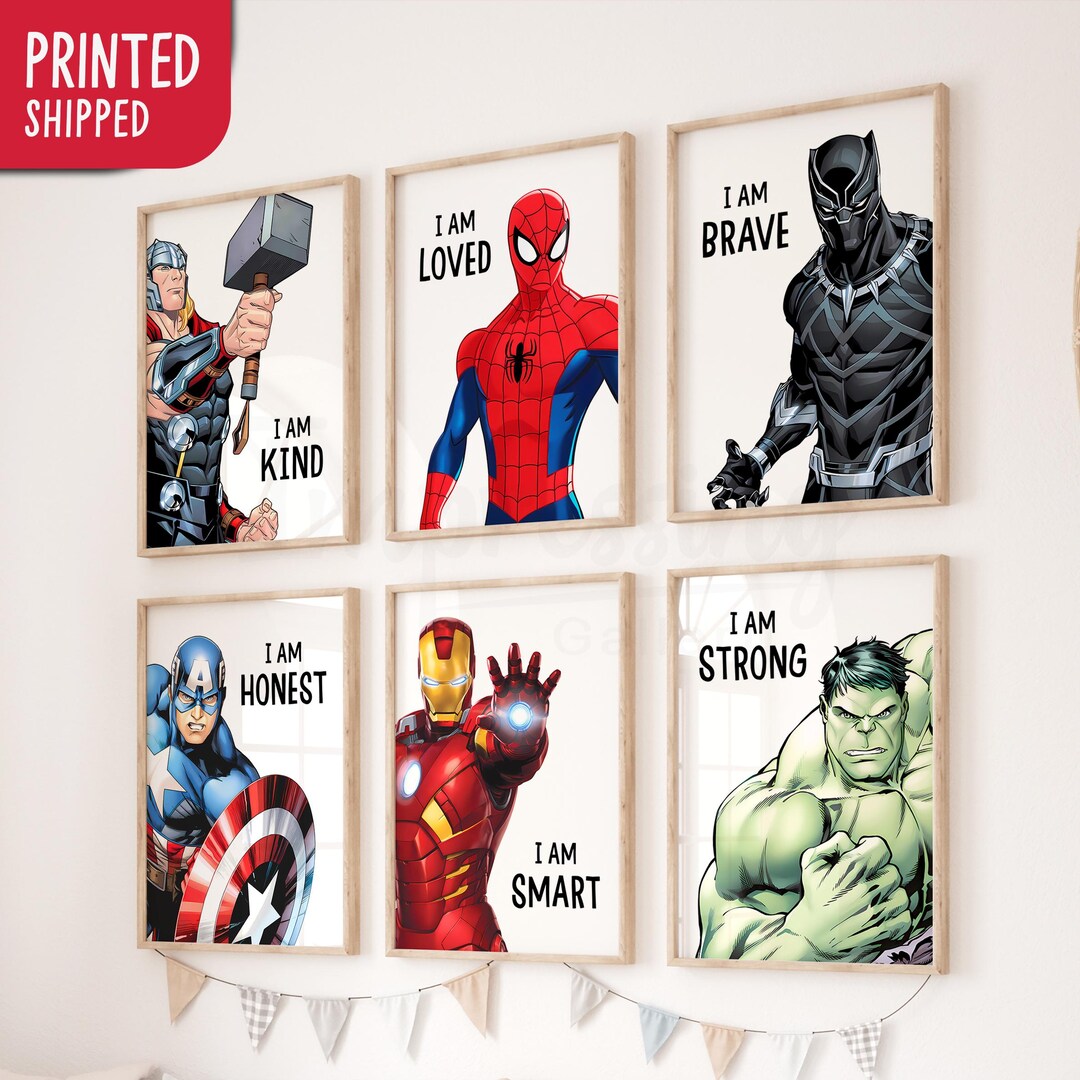 Avengers Superhero Affirmations Prints, Set of 6, Marvel Superheroes ...