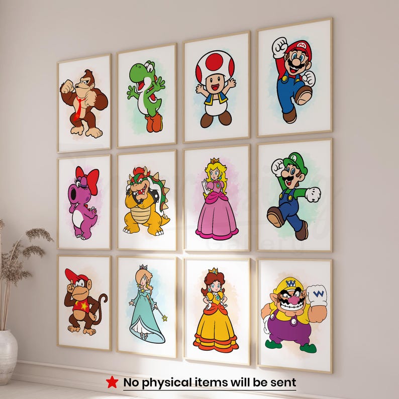 Make a Set - Super Mario and Friends Wall Art, Nursery Decor, Playroom ...