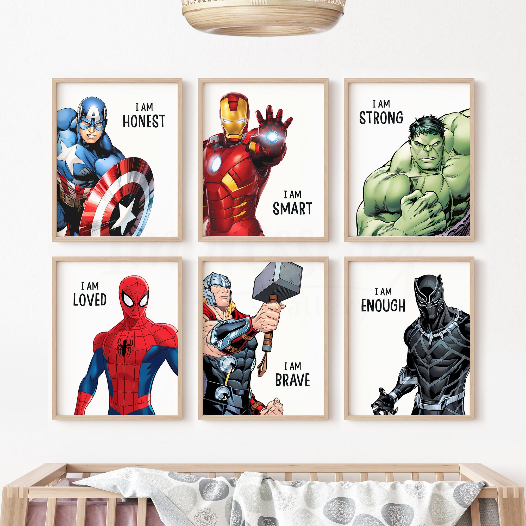 Superheroes 'I AM' Affirmations Posters, Set of 6 Prints, Avengers ...