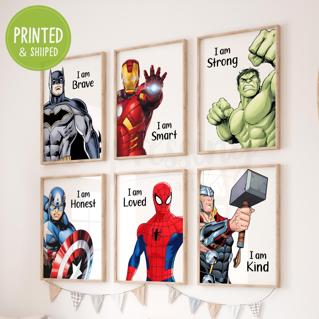 Superheroes 'I AM' Affirmations Posters, Superheroes Prints, Superhero ...
