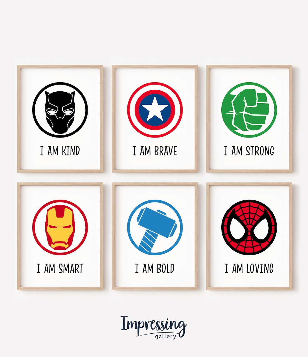 Avengers Superhero Set of 6 Positive Affirmations Print Boys Bedroom ...