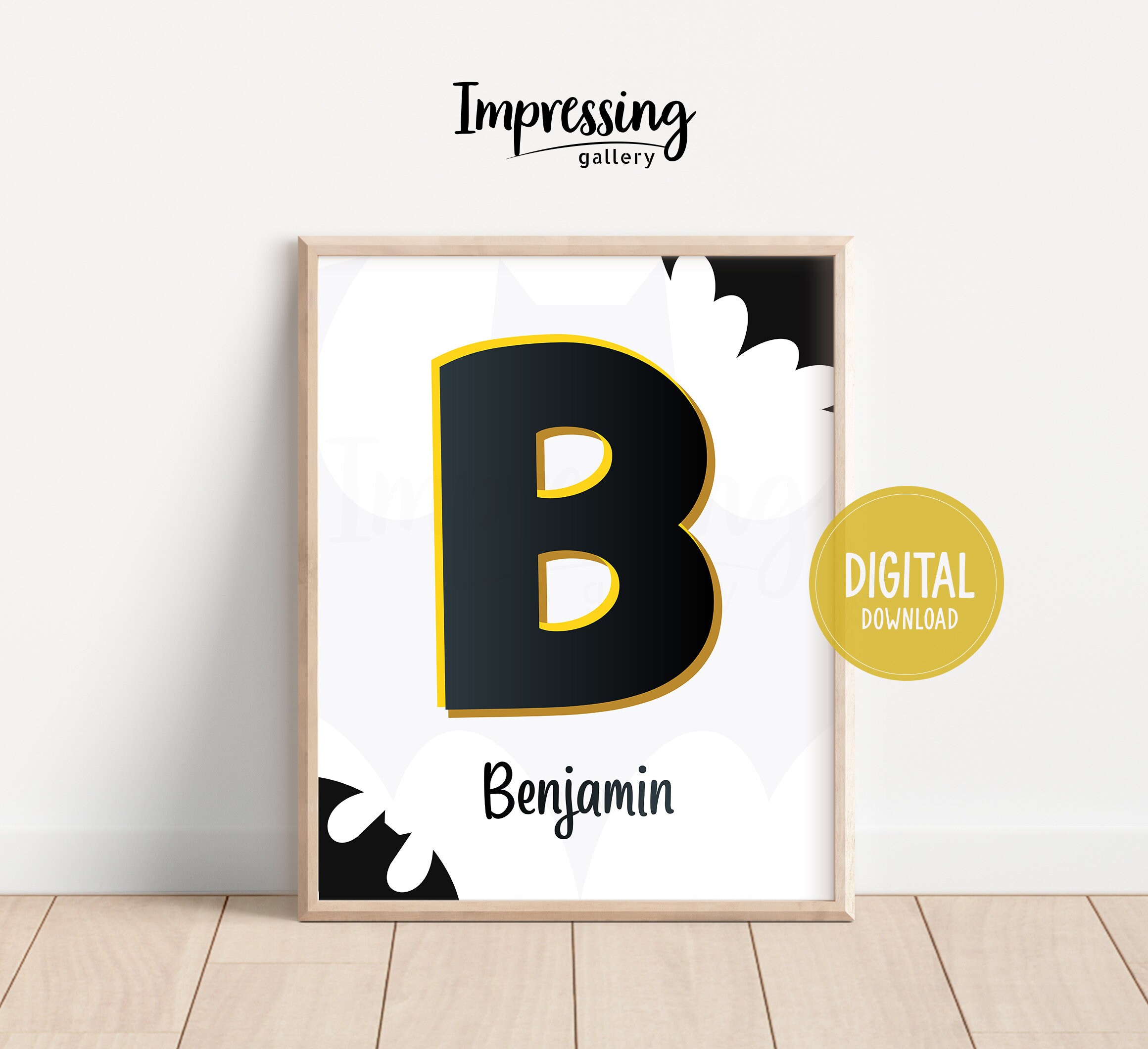 Batman Themed Personalised Name Wall Art, Set of 3 Prints, Batman ...