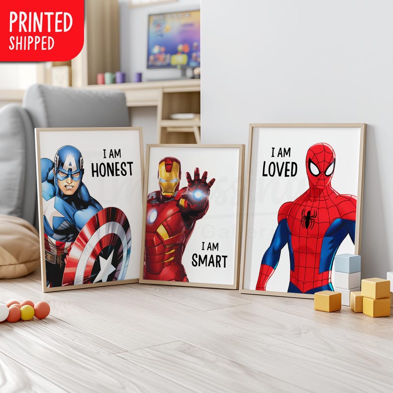 Avengers Superhero Affirmations Prints, Set of 6, Marvel Superheroes ...