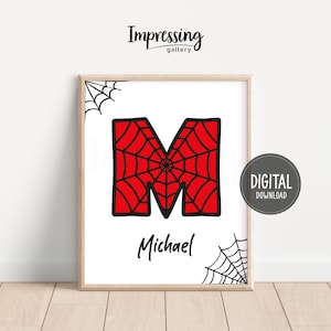 Spiderman Themed Personalised Name Prints, Set of 3 Prints, Superhero ...
