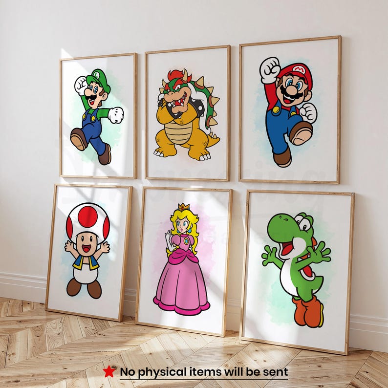 Make a Set - Super Mario and Friends Wall Art, Nursery Decor, Playroom ...