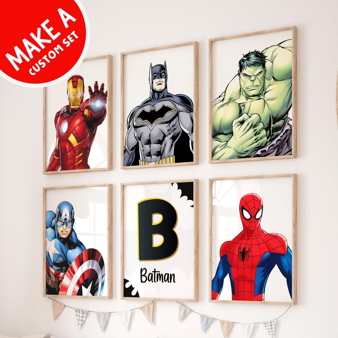Make a Set - Superhero Personalised Name Prints, Superheroes Posters ...