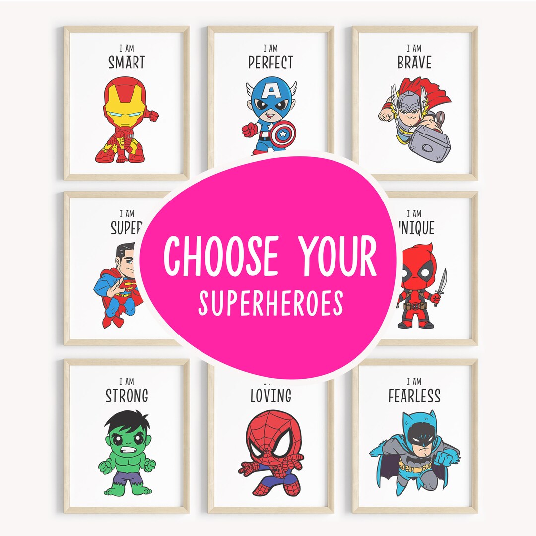 Superhero Affirmations Prints, Superhero Wall Art, Kids Room Decor ...