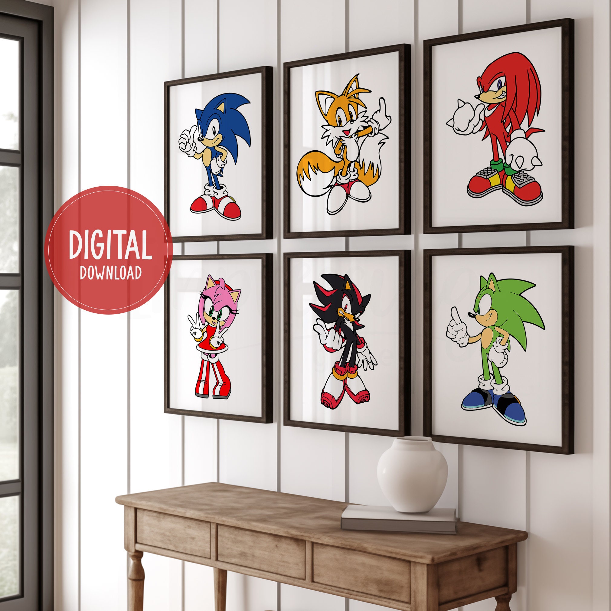 Sonic Hedgehog Wall Art, Set of 6, Superhero Posters, Sonic Hedgehog ...