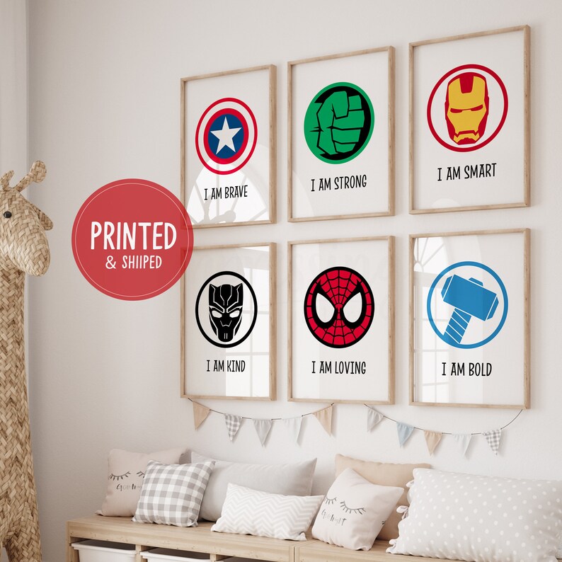 Superhero Affirmations Prints, Spiderman, Ironman, Hulk, Thor, Captain ...