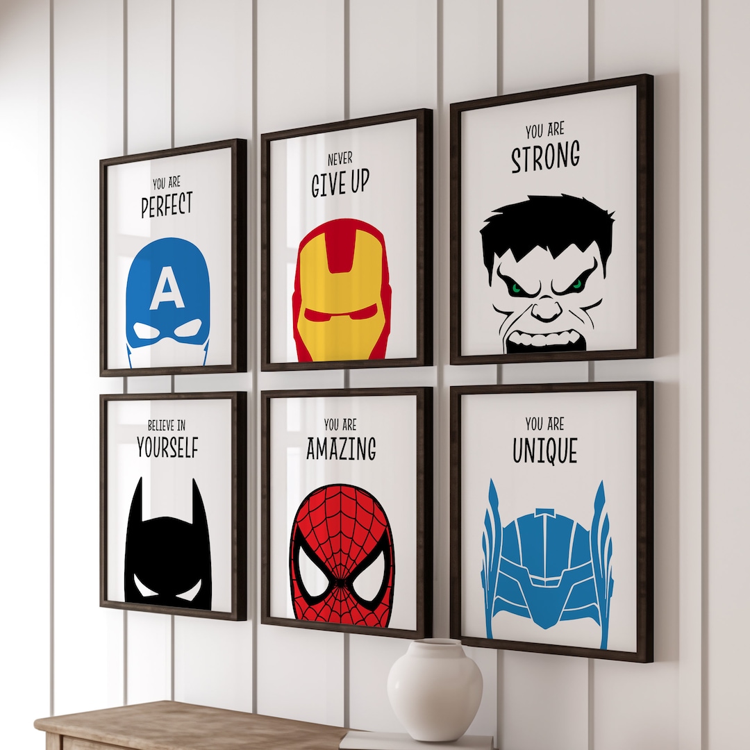 Never Give Up, Superhero Prints for Little Boy Bedroom, Affirmations ...