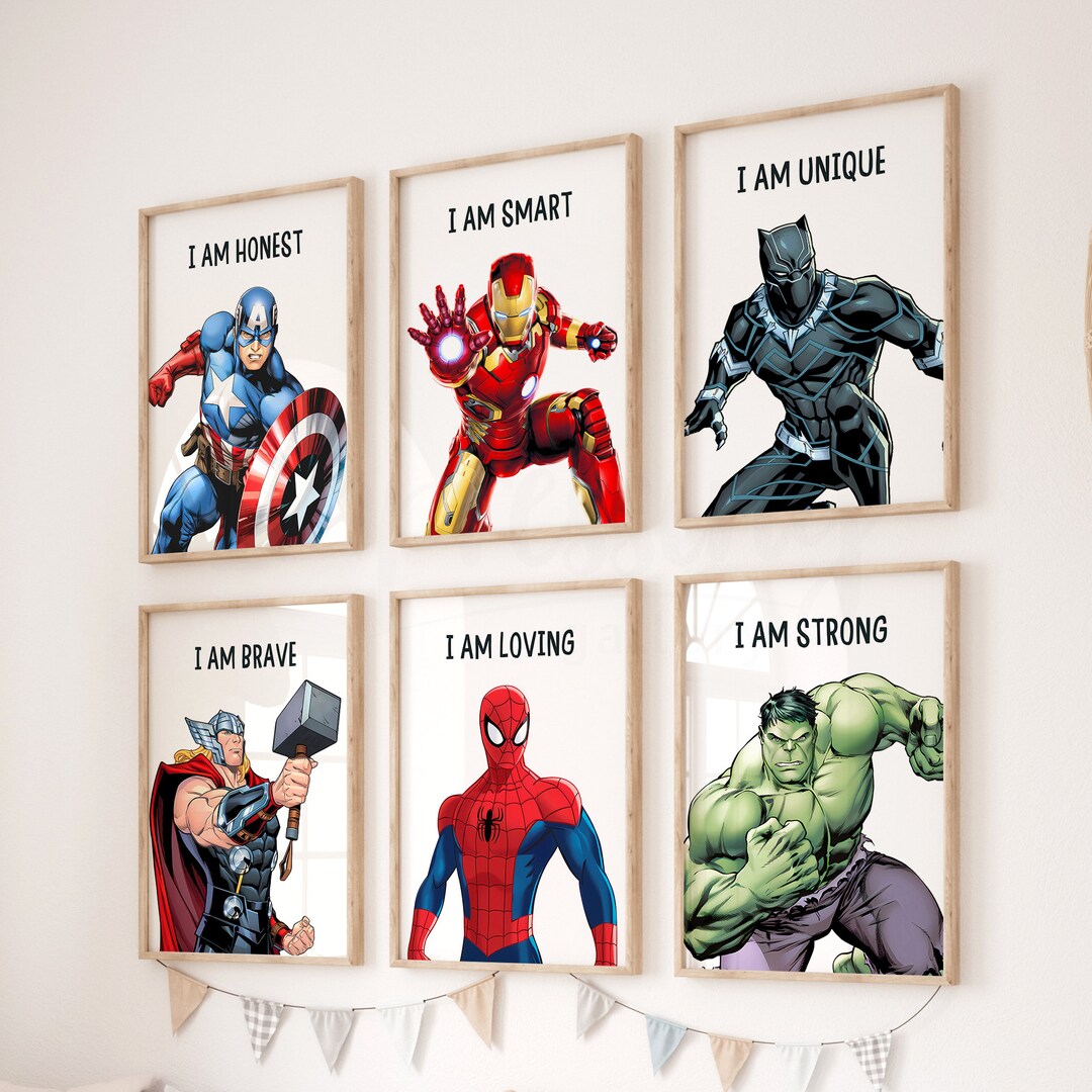 Superheroes 'I AM' Affirmations Digital Posters, Avengers Superheroes ...