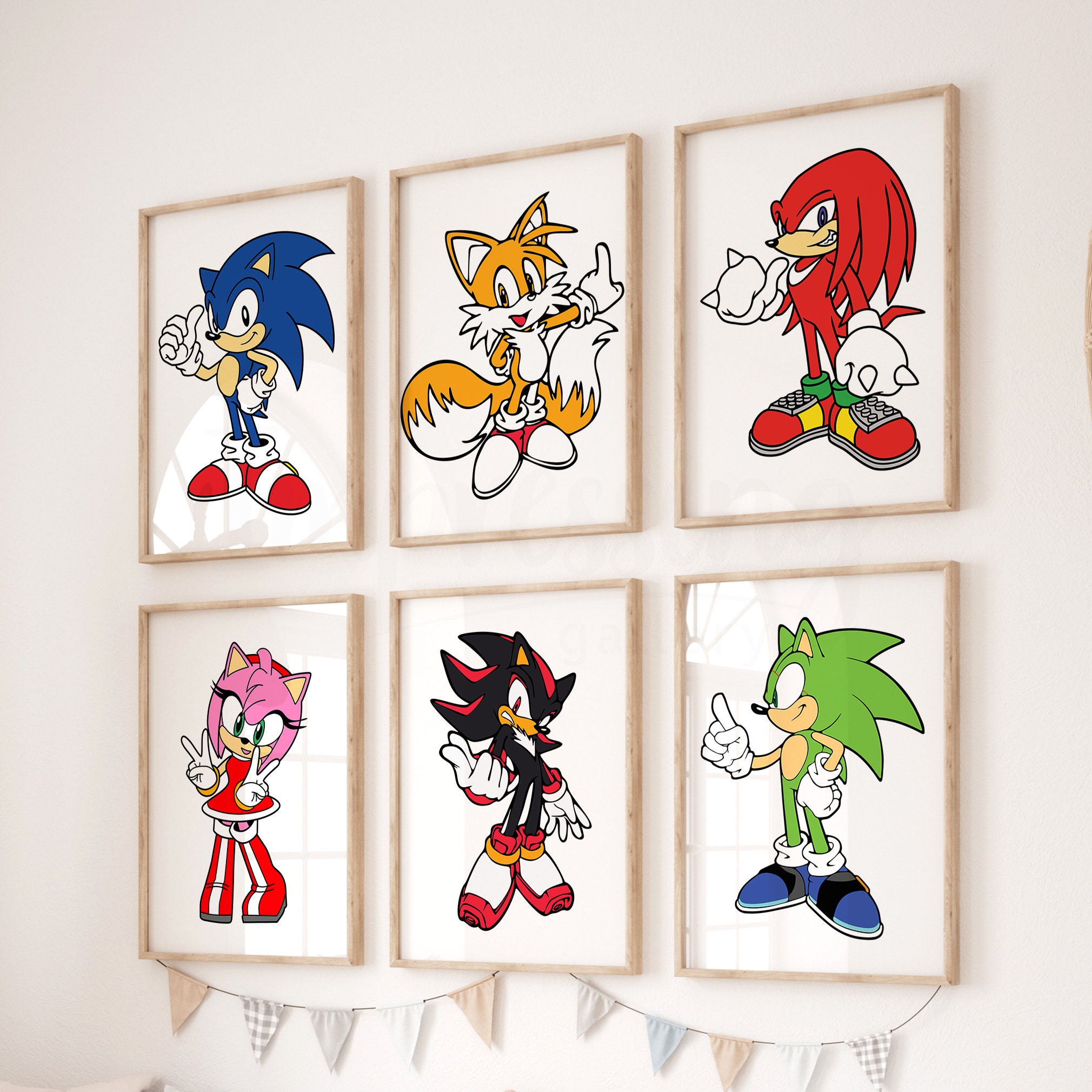 Sonic Hedgehog Wall Art, Set of 6, Superhero Posters, Sonic Hedgehog ...