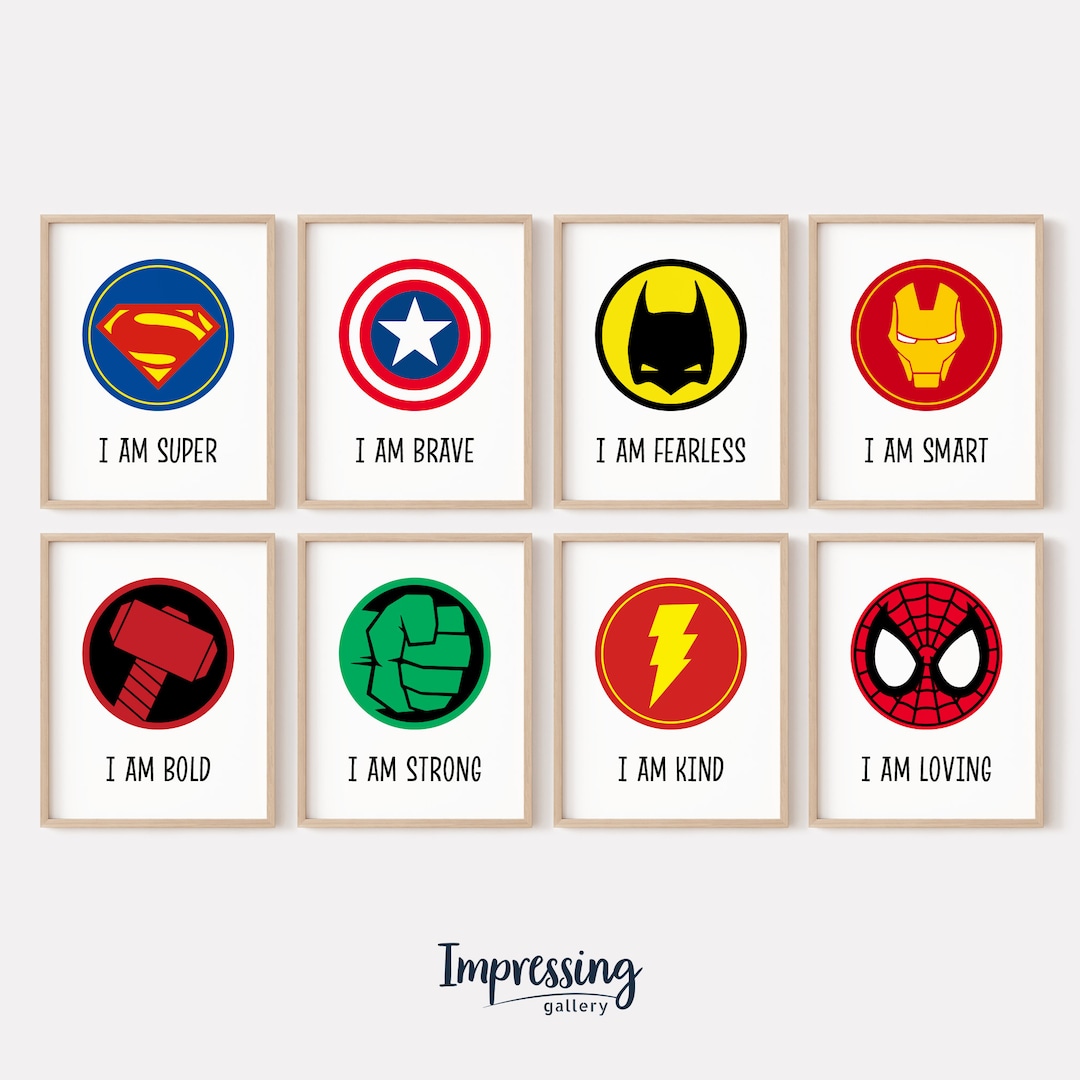 I Am Affirmations Superhero Set of 8 Prints for Boys Room - Etsy