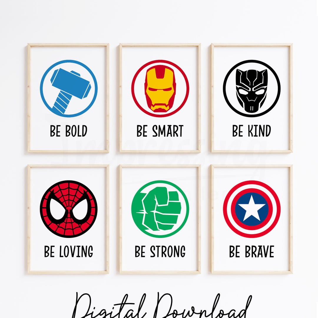 Avengers Superhero Affirmations Prints, Black and White, Motivational ...