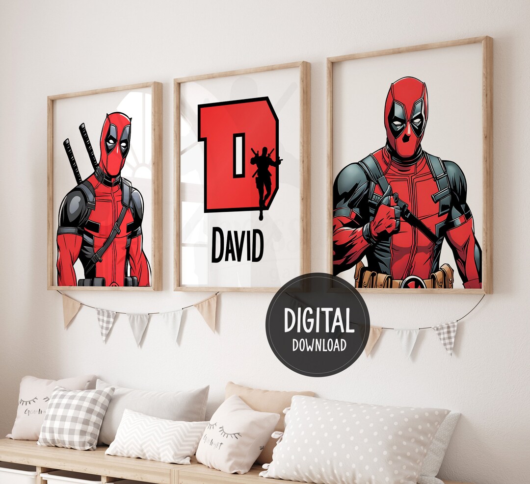 Personalized Deadpool Name Prints : Set of 3, Superhero Prints (digital ...