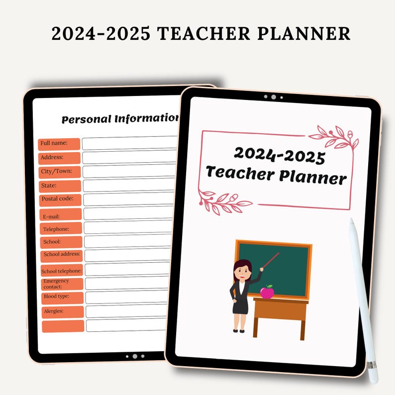 2024-2025 Teacher Planner, Digital Lesson Plan Organizer Undated ...