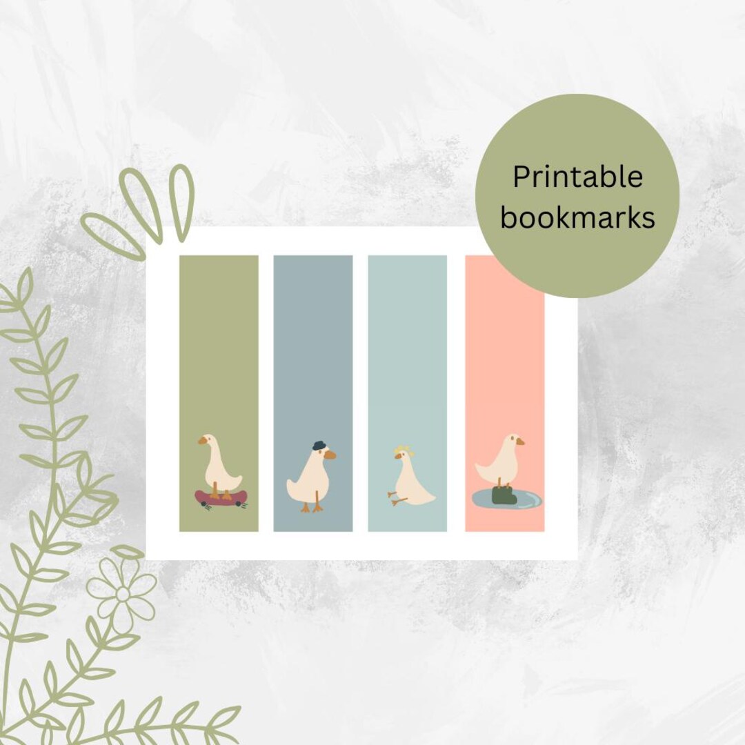 Cute Duck Printable Bookmarks Digital Download Bookmarks Hand Drawn ...