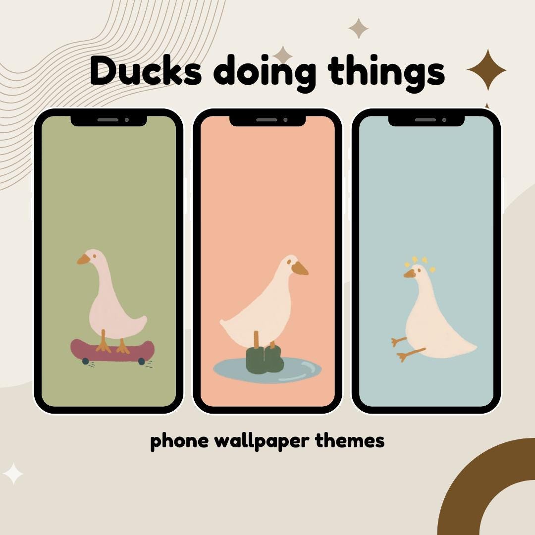 Cute Silly Goose Phone Wallpapers Hand-drawn Simple Aesthetic Phone ...