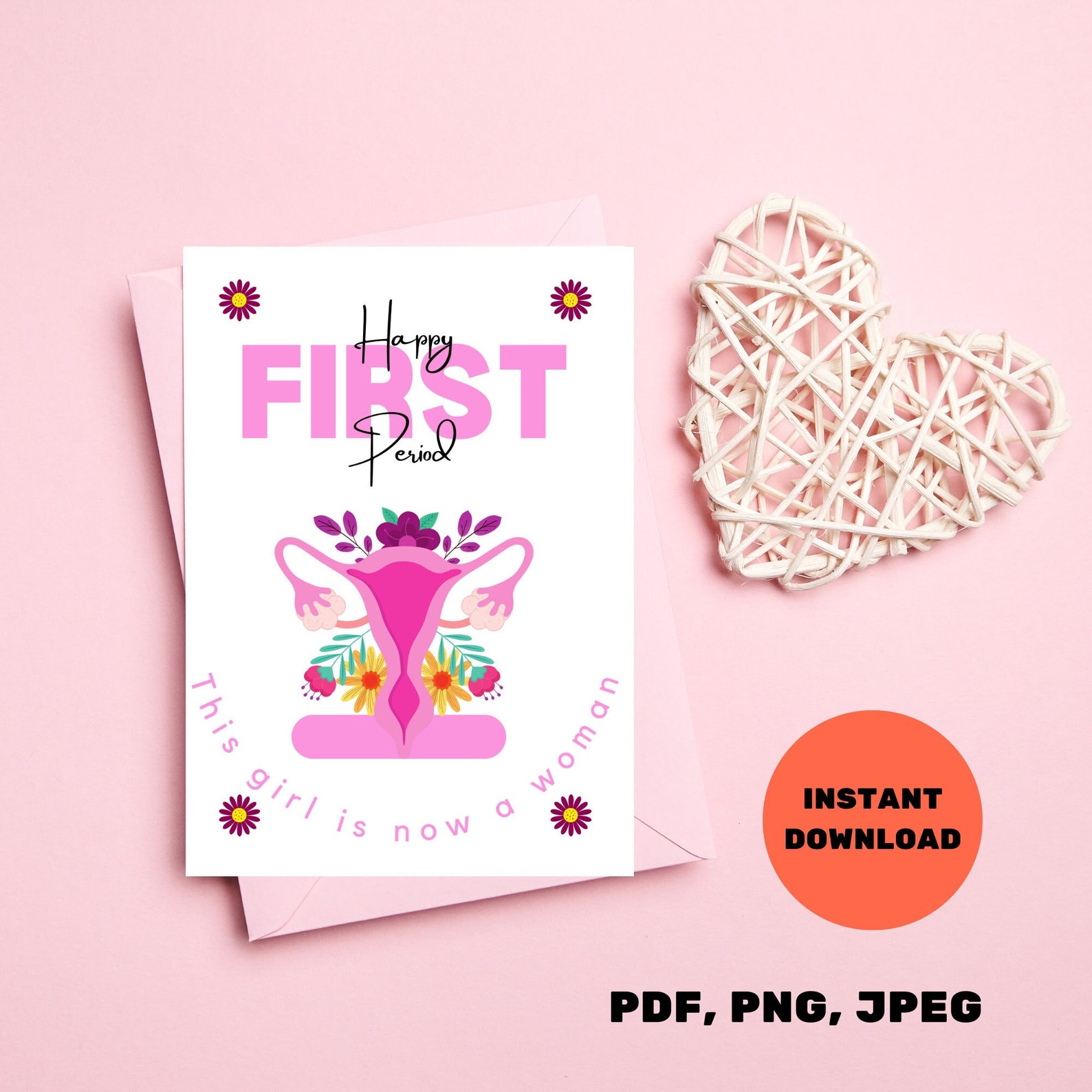 First Period Card First Moon Cycle Card Celebrate First Period Card ...