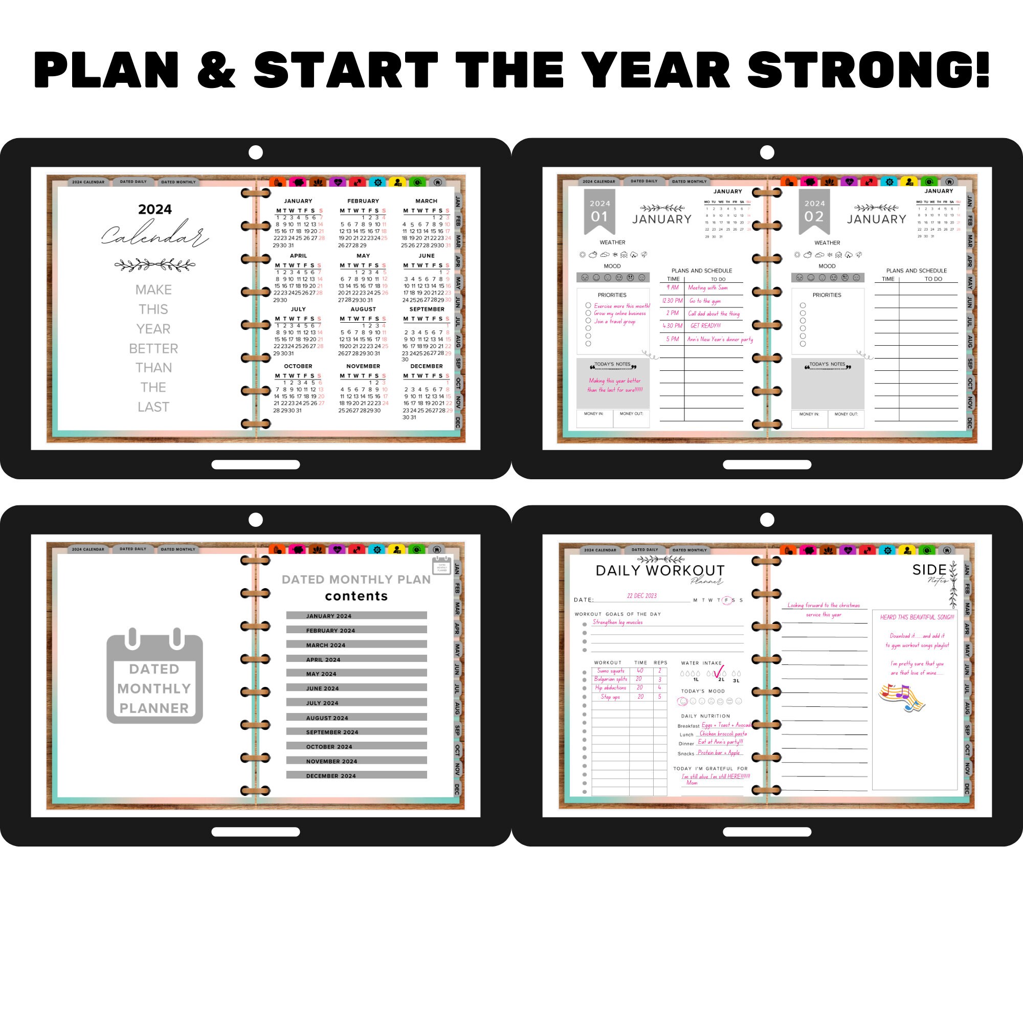 2024 Digital Planner Dated, Undated, 366 Days Daily, Weekly, Monthly ...