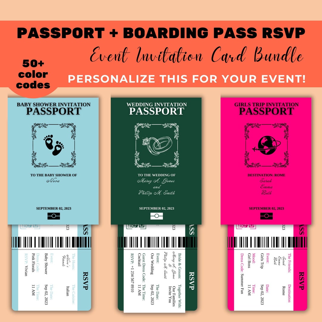 Passport Boarding Pass RSVP Invitation Card Custom Event - Etsy