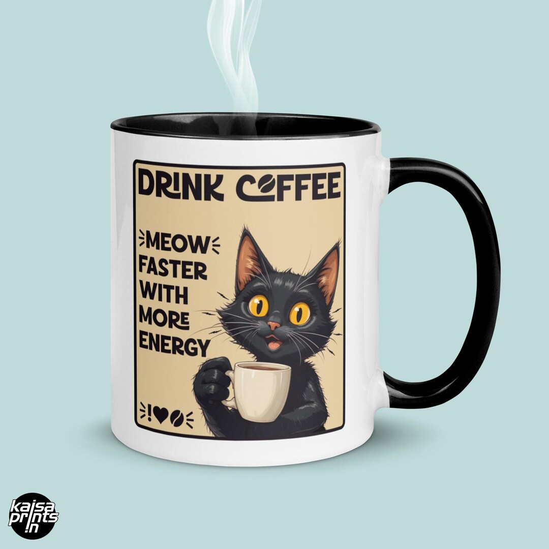 Drink Coffee Meow Faster Mug, Cute Cat Mug, Cat Lover Mug, Gift for Cat ...