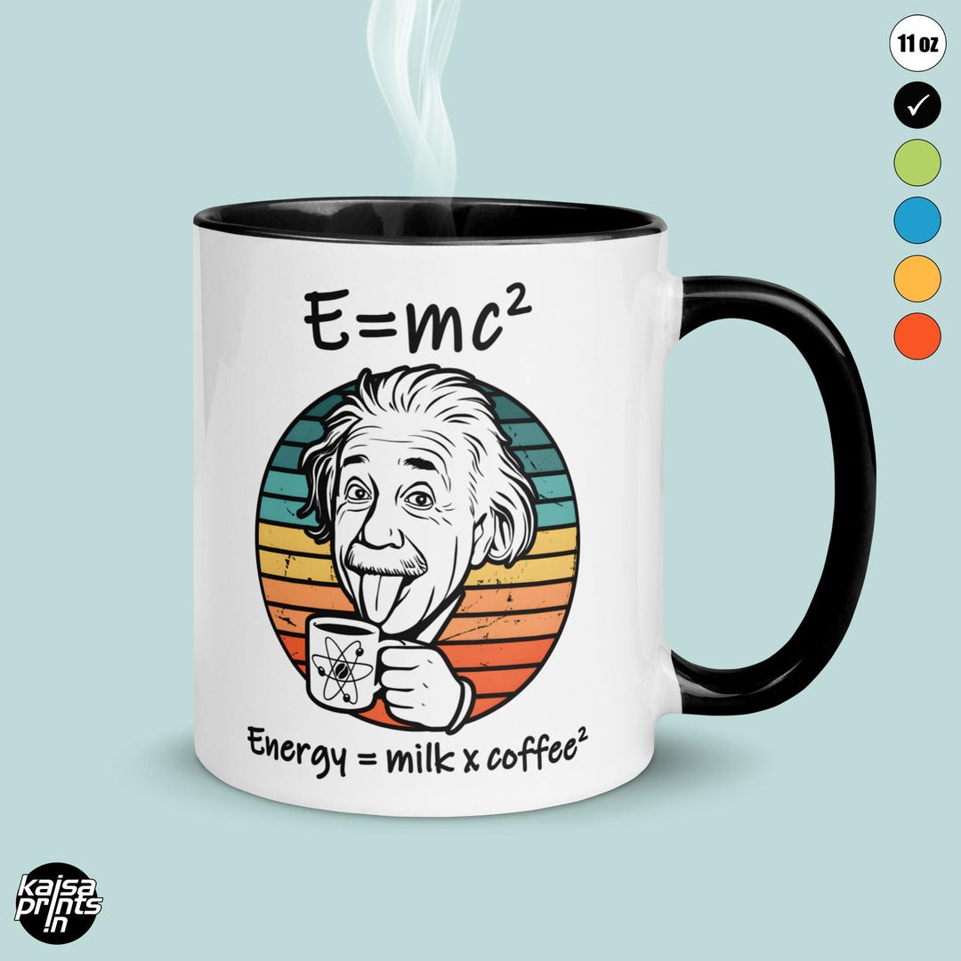 Einstein Retro Sunrise Mug, Funny Physics Coffee Cup, Vintage Science ...